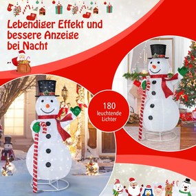 Costway Svítící vánoční sněhulák 150 cm s LED osvětlením