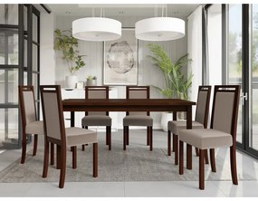 Rozkládací jídelní stůl se 6 židlemi AL03, Barva dřeva: ořech-L, Potah: 25x - Paros 2