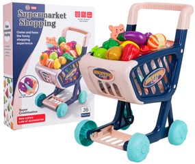RKToys Dětský nákupní vozík s ovocem a zeleninou