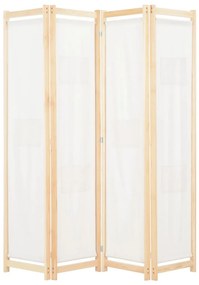 4dílný paraván krémový 160 x 170 x 4 cm textil 248173