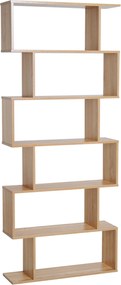 HOMCOM Knižní polička Zigzag v moderním designu 80Š x 23H x 192V cm, 6 úrovní, barva světlého dubu | Aosom