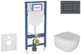 Geberit Duofix - Set předstěnové instalace, klozetu Oudee a sedátka softclose, tlačítko Sigma20, matná černá/černá SANI11CA5104B