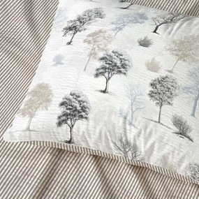 Krepový povlak na polštář Stíny stromů s pruhem - zemitý Velikost: 70 x 90