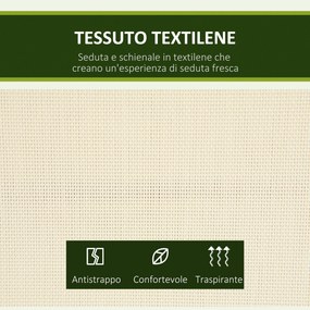 Outsunny Zahradní houpačka pro 2 osoby s nastavitelnou markýzou a textilním sedákem, 140x118x162cm Béžová