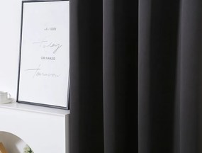 Černý závěs OXFORD 140x250 cm Zavěšení: Kovové kroužky