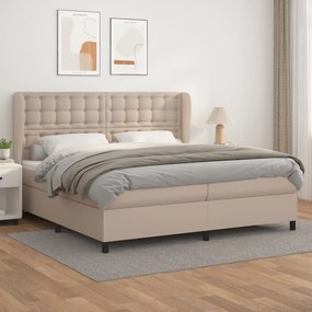 Box spring postel s matrací cappuccino 200 x 200 cm umělá kůže 3129056