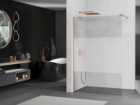 Mexen Kioto, sprchová zástěna Walk-In 90 x 200 cm, 8mm čiré sklo-námraza, měděný matný profil, 800-090-101-65-35