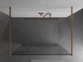 Mexen Kioto, sprchová zástěna Walk-In 100 x 200 cm, 8mm čiré sklo bílý vzor, ​​měděný matný profil, 800-100-002-65-85