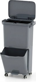 Costway 36 L odpadkový koš na kolečkách s 2 vyjímatelnými nádobami s výklopnou