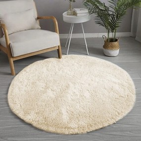 Koberec kulatý Shaggy Strado 160x160 CreamBeige (béžový)