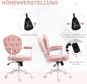 HOMCOM Kancelářská židle HOMCOM, ergonomická kancelářská židle s houpací funkcí, knoflíkový potah, výškově nastavitelná židle k počítači s otočnou fu…
