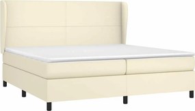 Box spring postel s matrací krémová 200x200 cm umělá kůže 3128933