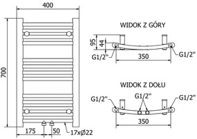 Mexen Ares koupelnový radiátor 700 x 400 mm, 240 W, Černá - W102-0700-400-00-70