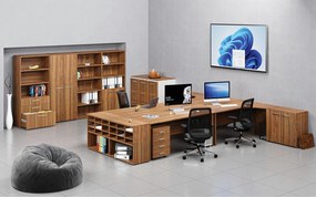 Kancelářský mobilní kontejner PRIMO WOOD, PUSH-lock, 3 zásuvky, ořech