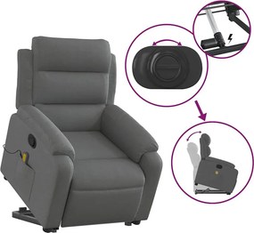 Zvedací masážní polohovací křeslo tmavě šedé textil 3204993