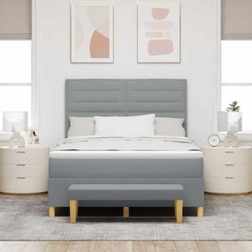 Postel s boxspringem s čelo Světle šedá 200 x 140 cm textil 3344226