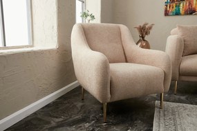 Atelier del Sofa 1-místná pohovka - křeslo Simena - Beige, Béžová, Zlatá