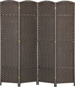 HOMCOM 4-panelový dělicí panel 160x170 cm Skládací oddělovač pro obývací pokoj, ložnici a kancelář Hnědý