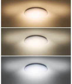 Solight LED stropní světlo Plain, 3CCT, 24W, 1920lm, 3000K, 4000K, 6000K, kulaté, 38cm
