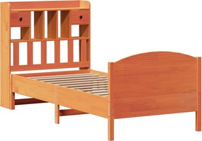 Postel s knihovnou bez matrace hnědá 75x190 cm masivní borovice 3323169