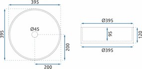 Rea Ingrid, skleněné umyvadlo na desku 40x40x13 cm, šedá, REA-U0279