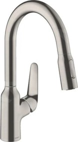Hansgrohe Focus M42, dřezová baterie M429-H180 s výsuvnou sprškou, vzhled nerezavějící oceli, HAN-71801800