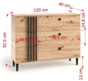 ADRK Komoda LIVIA 03 ART 120, dub artisan