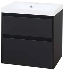 Mereo, Opto, koupelnová skříňka s umyvadlem z litého mramoru 61 cm, černá CN940M