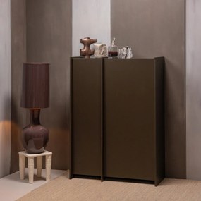 Tmavě hnědá skříňka v dekoru jasanu 102x140x44 cm Brock – WOOOD