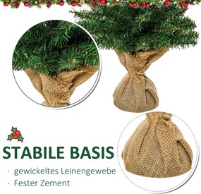 Aosom Mini vánoční stromek s umělým sněhem, vysoký 60 cm, s betonovým stojanem, vícebarevný