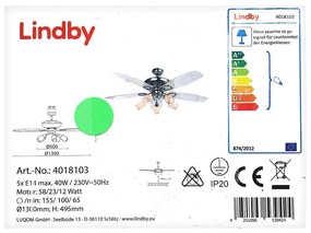 Lindby | Lindby - Stropní ventilátor se světlem CEDRIK 5xE14/40W/230V | LW0831