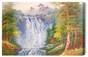 Obraz Vodopád V Horách Jako Malovaný Nedostatek Nedostatek Plátno Canvas 120x80