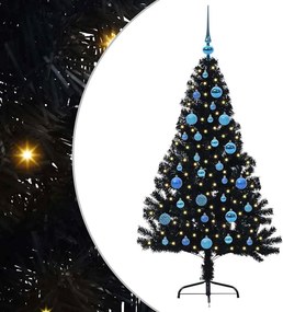 Umělý osvětlený vánoční stromeček Černá 150 cm PVC 3397135