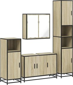 4dílný set koupelnového nábytku dub sonoma kompozitní dřevo 3301191