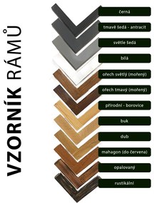 WOODILO Mechový obraz v  rámu z masivu 108 | kopečkový mech Rozměr obrazu: 110x45 cm, Barva rámu: Rustikální (černá oprýskaná), Síla rámu (pohledová): 3,7 cm