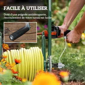 Outsunny Vozík na hadici s kolečky, 30 m hadice Ø16 mm, Vozík na hadici, Protiskl handles, Kov, Zelený | Aosom