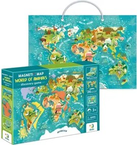 DODO Magnetická hra Mapa světa se zvířaty / Magnetky / 36 dílků / Přen