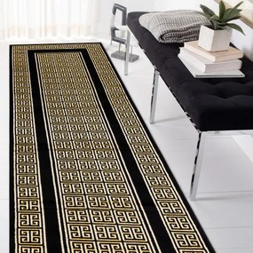 Dywany Łuszczów, Běhoun Gloss 6776 86 greek black/gold, 60x300, žlutá, kancelář