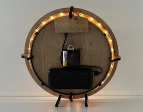 Li-Go "Pstruh" Světelné hodiny 32 cm provedení povrchu: dub světlý, varianta napájení svítidla: 12V s externím zdrojem (s přivodním kabelem)