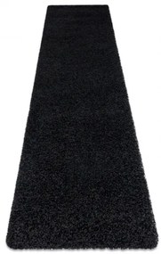 Koberec Běhoun jednobarevný SOFFI shaggy 5cm černý Rozměr: 60x100 cm
