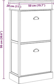 vidaXL Marketos Botník šedý 50 x 28 x 98 cm dřevo pavlovnie