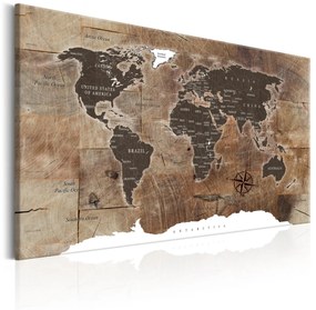 Obraz - World Map: Wooden Mosaic