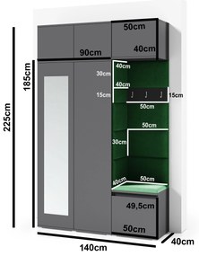 Eka Předsíňová stěna s čalouněnými panely Trinity 18 - Dub Artisan s černou / Krémová bílá 2301