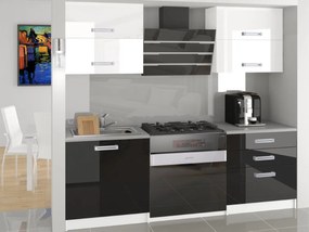 Kuchyňská linka Belini 120 cm bílý lesk / černý lesk s pracovní deskou Eleganta