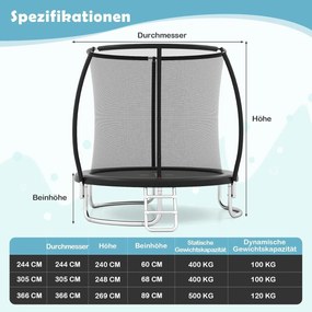 Costway Trampolína venkovní se žebříkem kulatá zahradní trampolína s ochranným