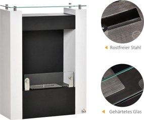 HOMCOM Bioetanolový Krb s Hořákem 1,5 l a Tepelně Odolnou Skleněnou Policí, 3hodinový Čas Hoření, Rozměry 60x20x79cm, Ovládání Plamene a Klíč v Ceně …