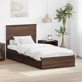 Postel s úložným prostorem se zásuvkou Hnědý dub 75 x 190 cm 3408514