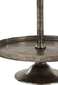 Stříbrný 3-patrový kovový etažér Antique grey - Ø 50*110cm