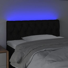 Čelo postele s LED černé 90 x 7 x 78/88 cm textil 3121932