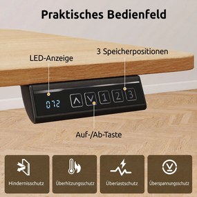 Costway Elektricky výškově nastavitelný stůl s LED ovládacím panelem a T-kovovým